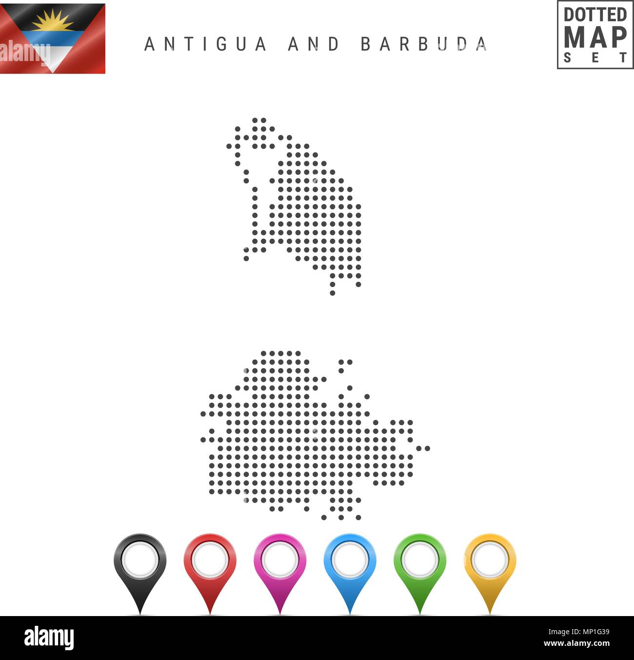 Vector Dotted Map of Antigua and Barbuda. Simple Silhouette of Antigua ...