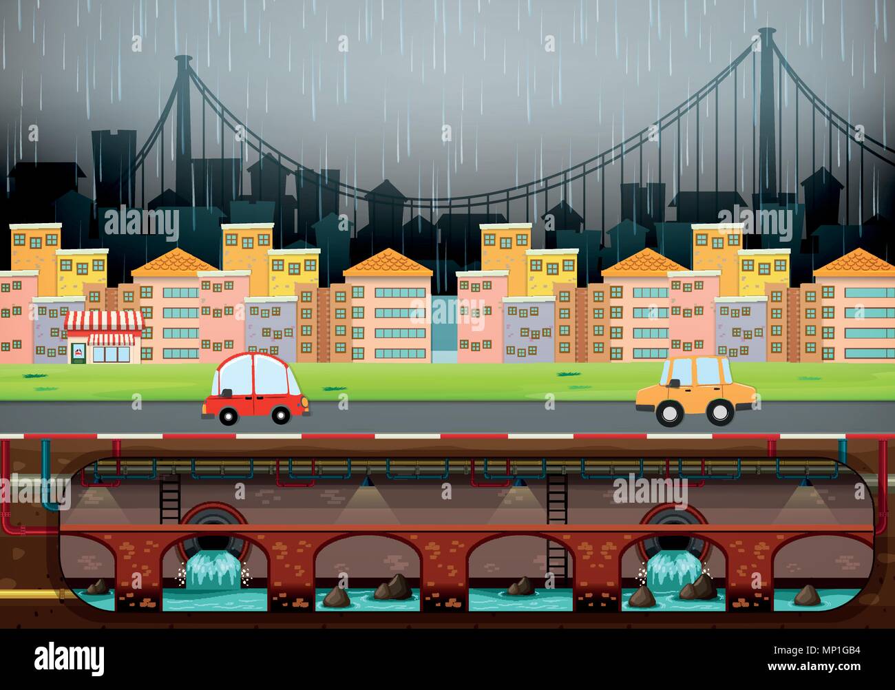A Big Modern City Raining illustration Stock Vector Image & Art - Alamy