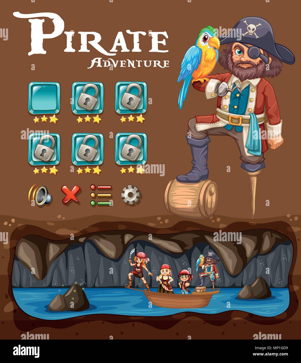 A Pirate Adventure Game Template illustration Stock Vector Image & Art ...