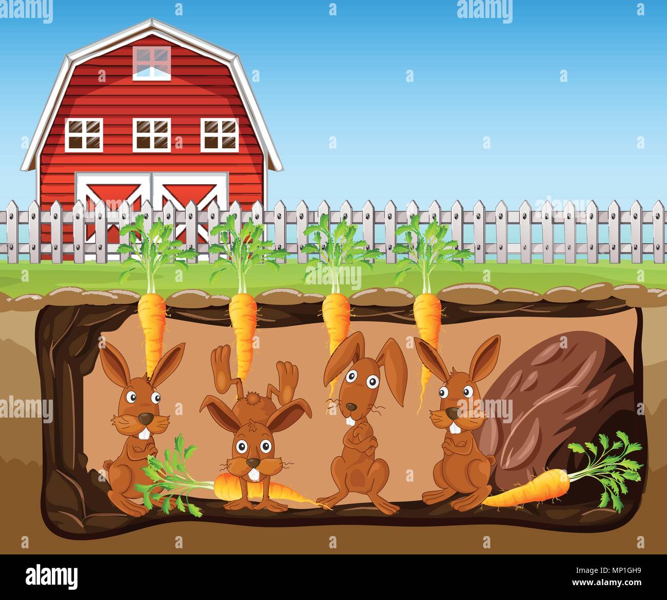 A Rabbit Hole Under Carrot Farm illustration Stock Vector Image & Art ...