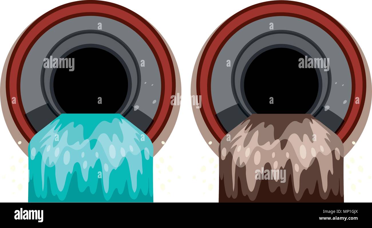 A Set of Sewer Pipe with Pollution illustration Stock Vector Image ...