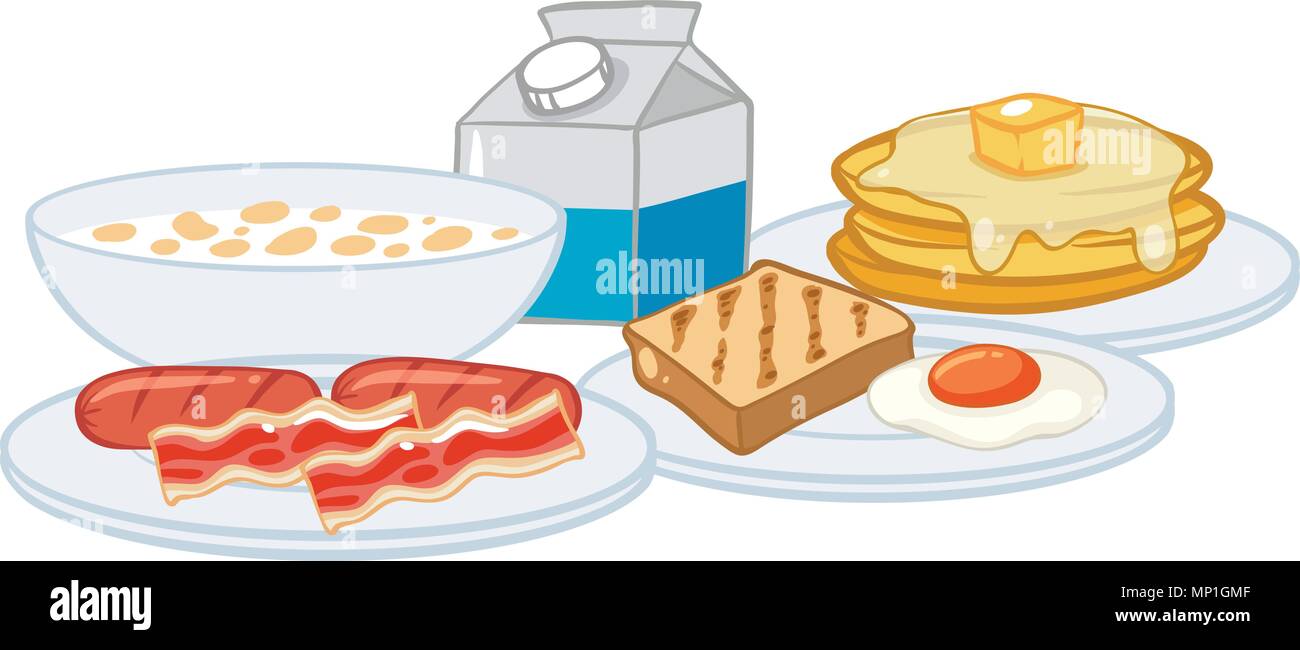 A Breakfast Set on White Background illustration Stock Vector Image ...