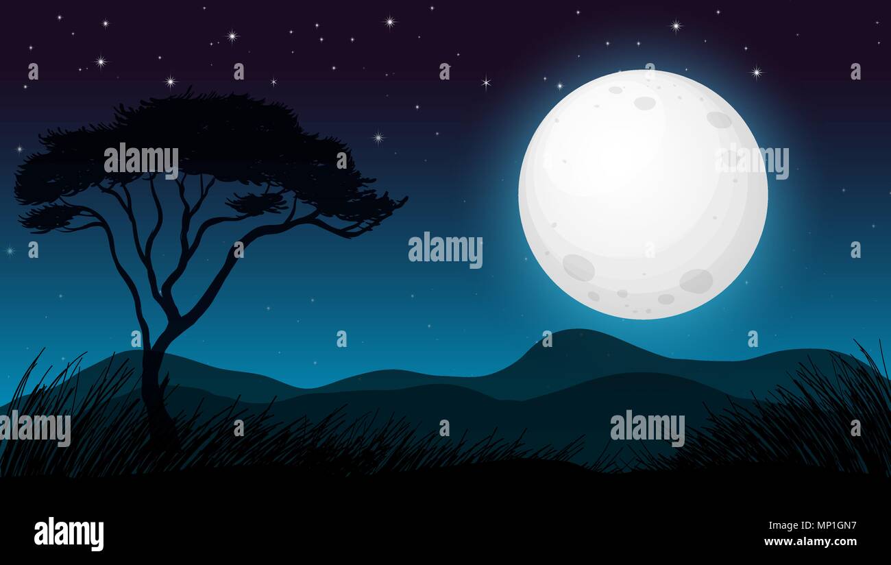 Night cliff landscape in Stock Vector Images - Alamy