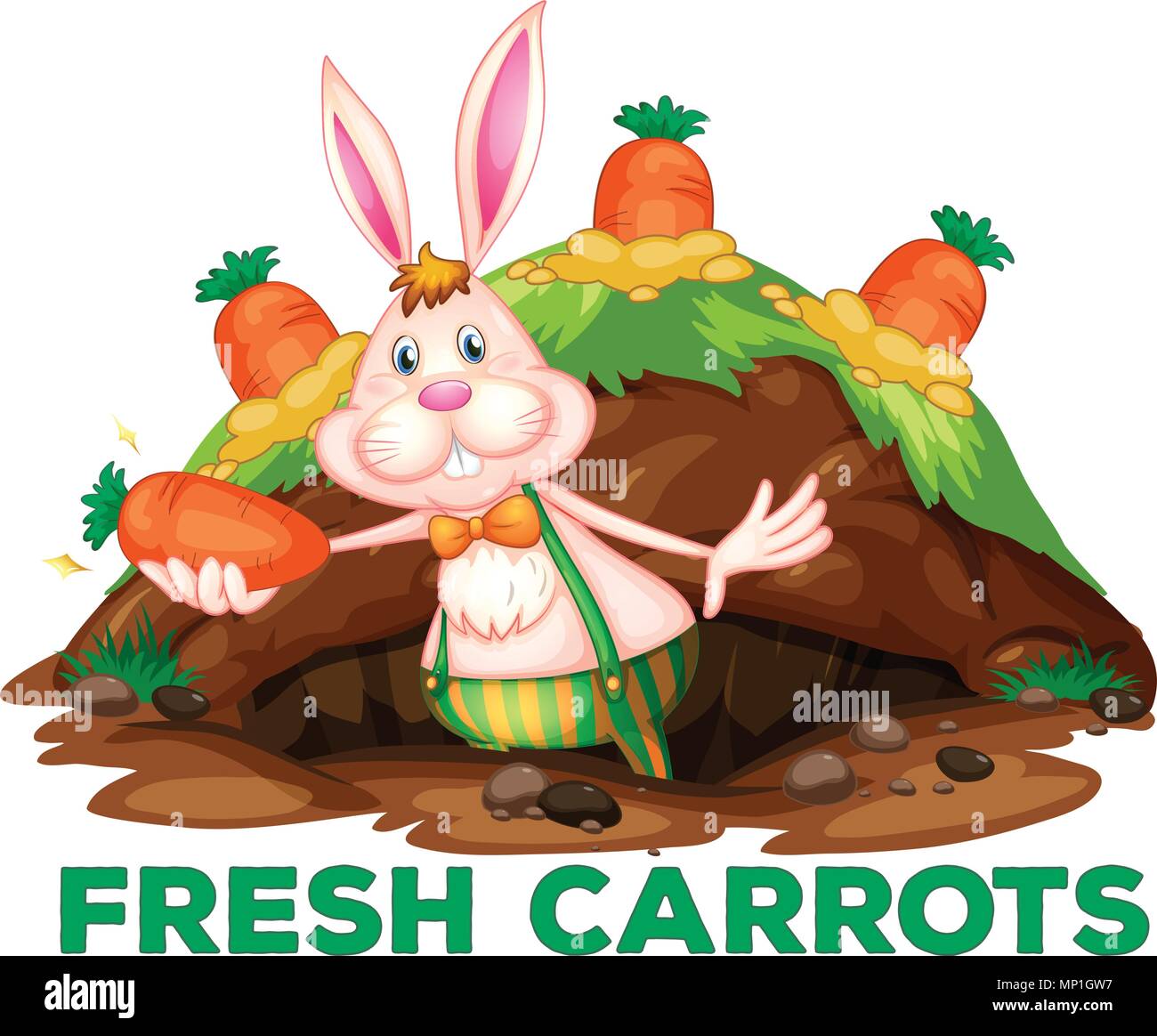 A Cute Rabbit and Carrots illustration Stock Vector Image & Art - Alamy
