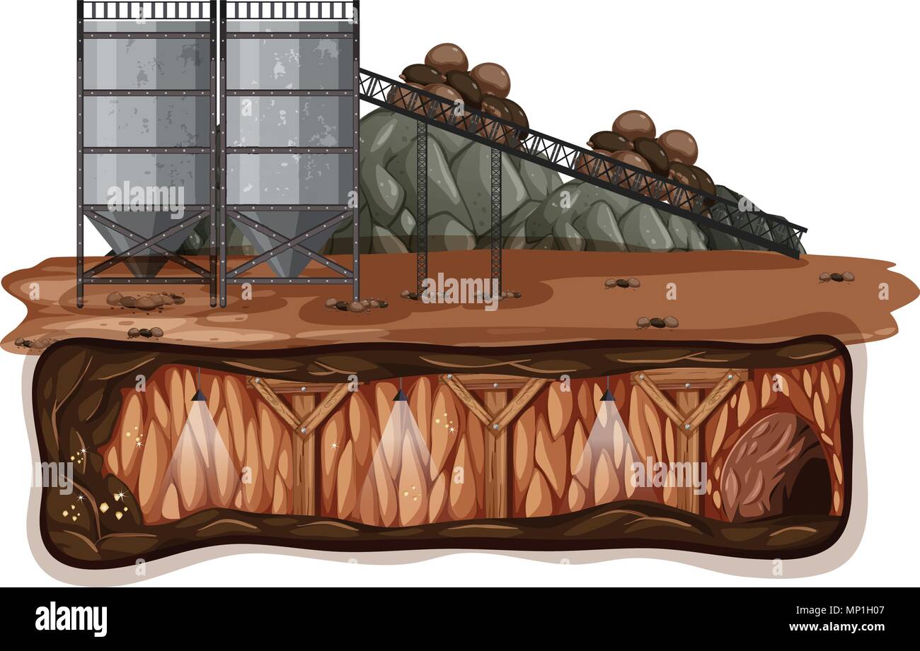 A Vector of Mining on White Background illustration Stock Vector Image ...