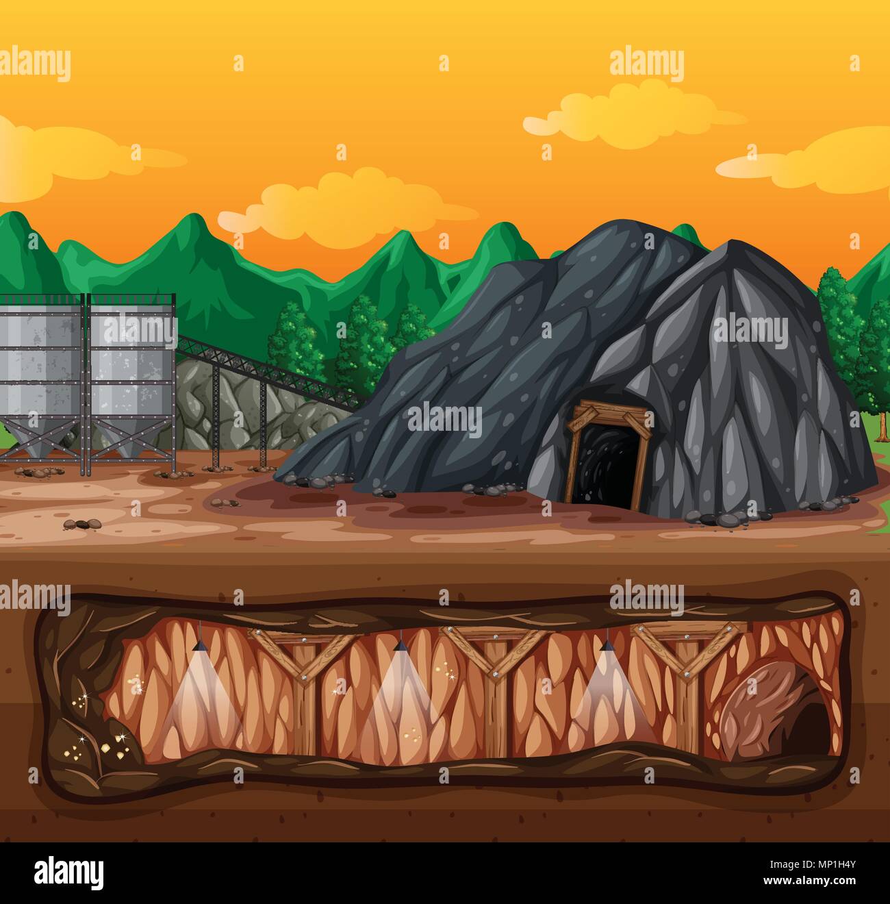A Mine and Underground Scene illustration Stock Vector Image & Art - Alamy