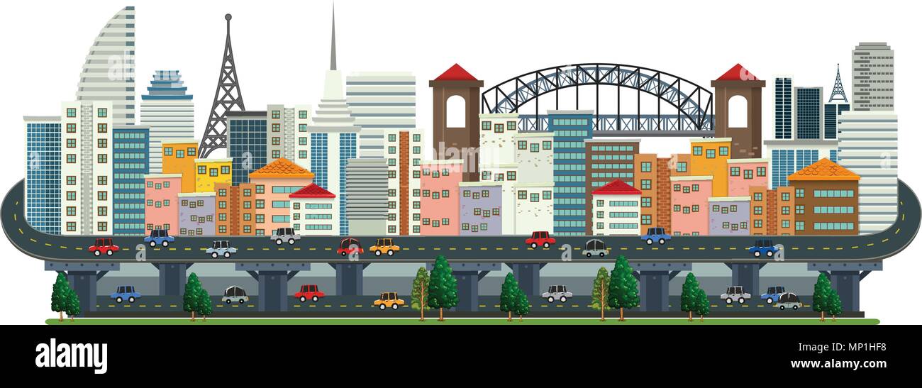 A Panorama of Big City Landscape illustration Stock Vector Image & Art ...