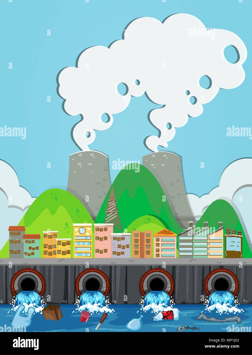 Sewage Pollution Cartoon