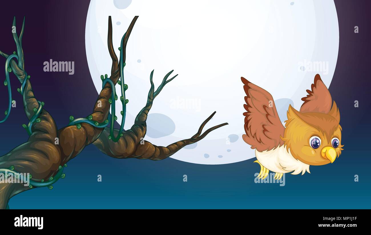 An Owl Hunting at Night illustration Stock Vector Image & Art - Alamy