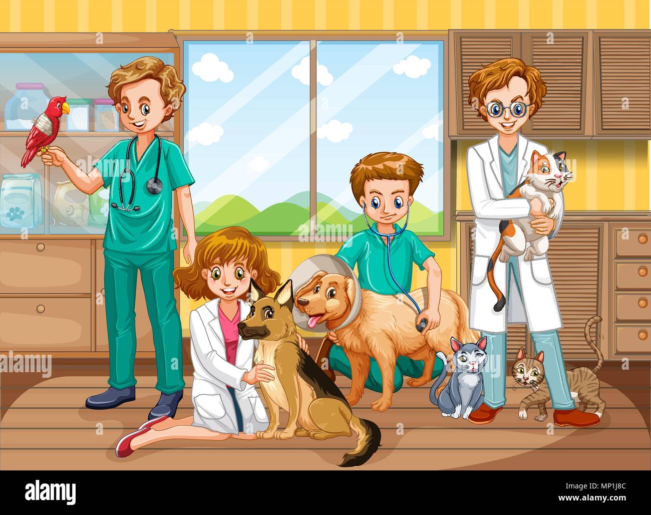 A Vet Doctor Team at Clinic illustration Stock Vector Image & Art - Alamy