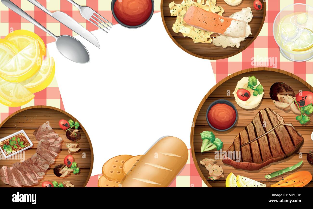 Healthy Food on Table Template illustration Stock Vector Image & Art ...