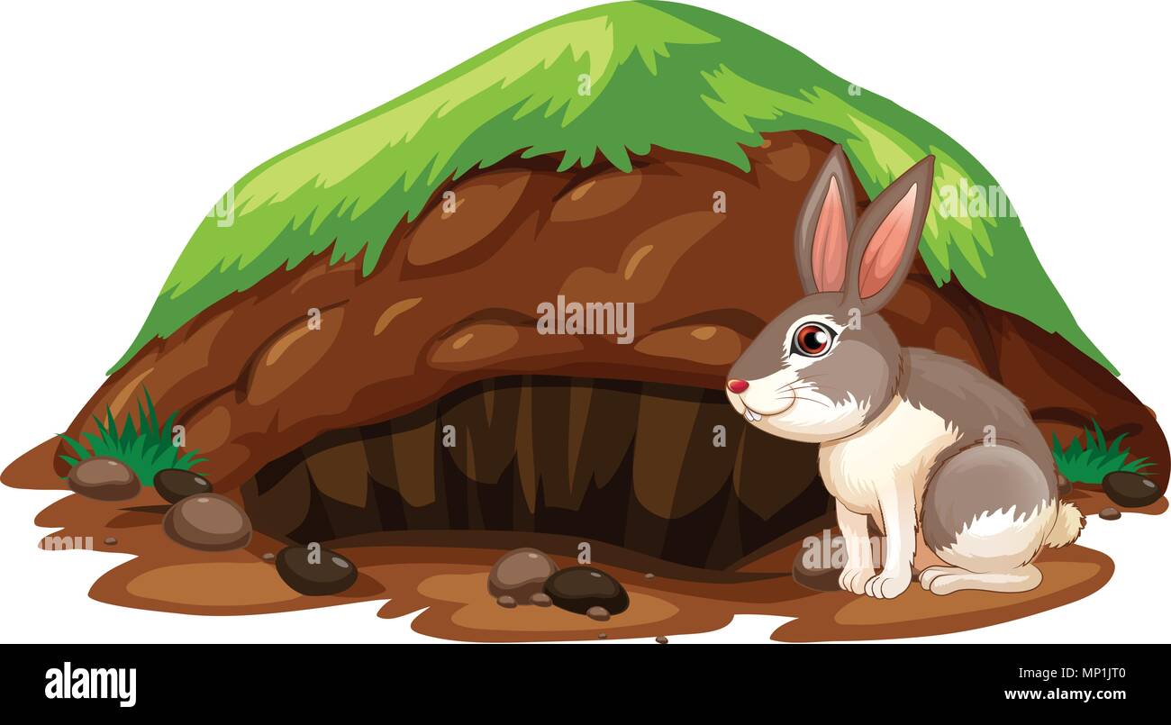 A Cute Rabbit Getting Out of Hole illustration Stock Vector Image & Art ...