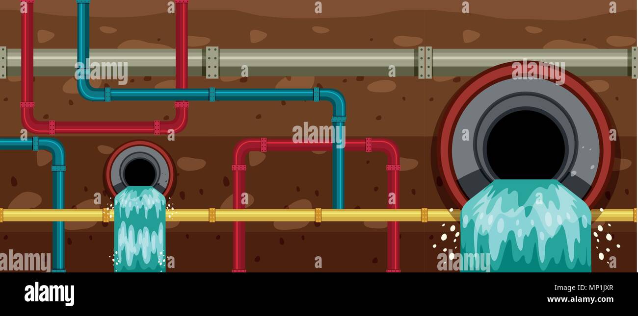 Waste Pipe Underground of Big City illustration Stock Vector Image ...