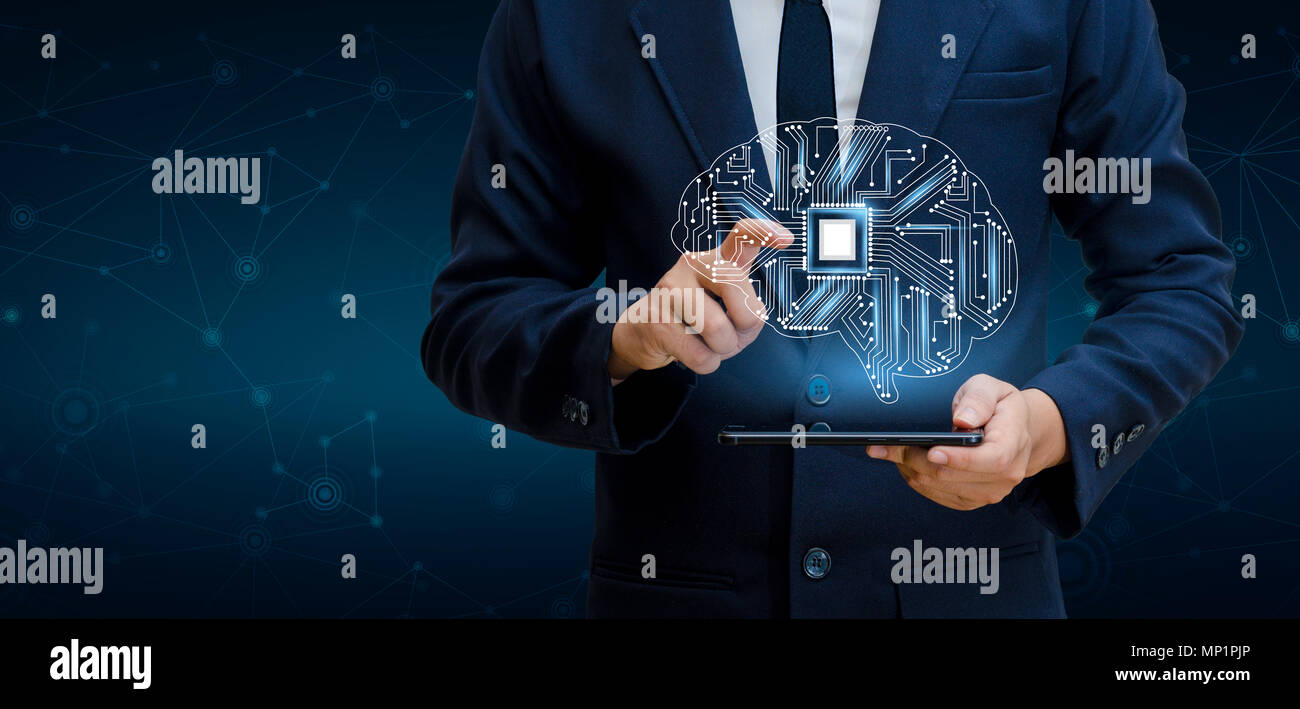 concept of thinking.background with brain CPU Mind series technology ...