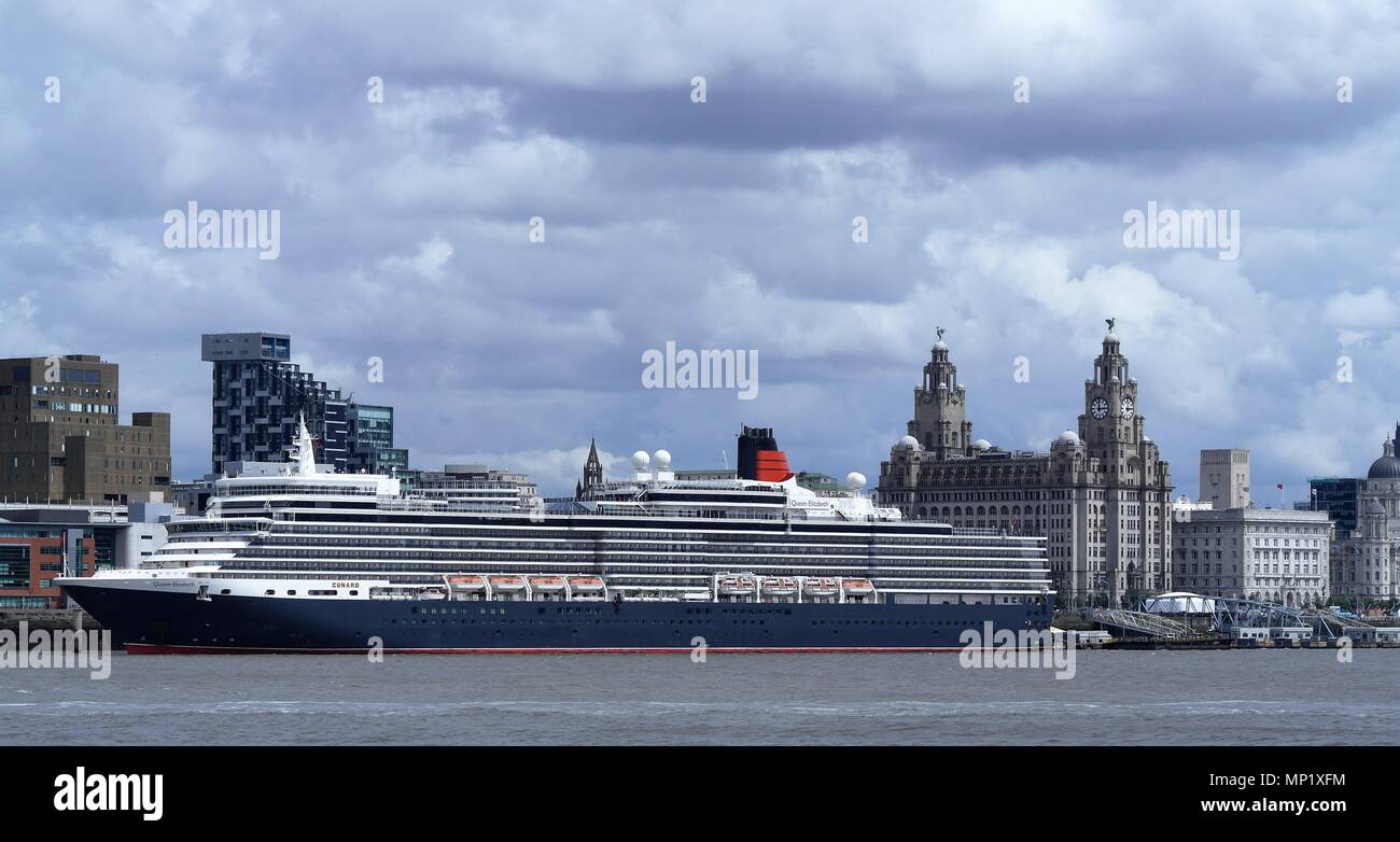 Liverpool,Uk, Cruise Liner Queen Elizabeth docks in Liverpool for the ...