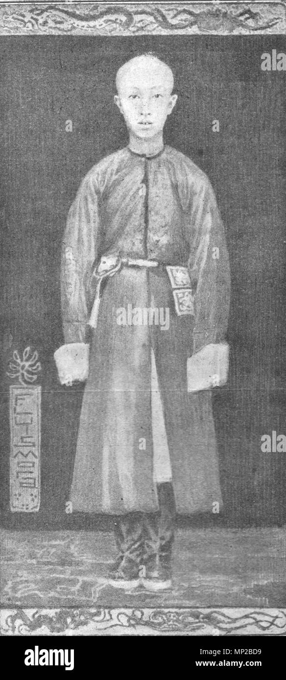 Chinese emperor.The Guangxu Emperor.Vintage engraved illustration ...