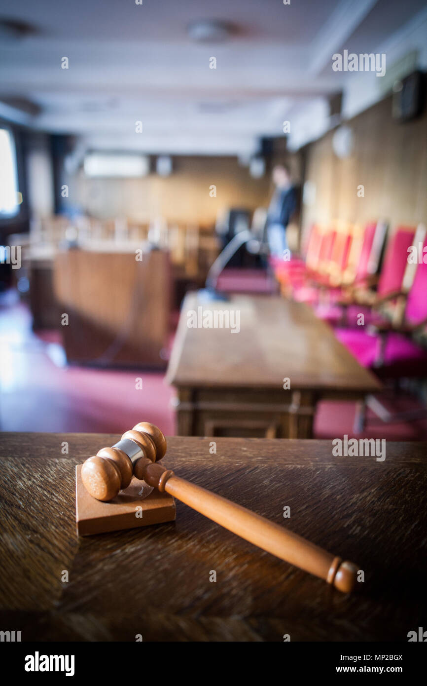 Color image of a hammer in a courtroom Stock Photo - Alamy