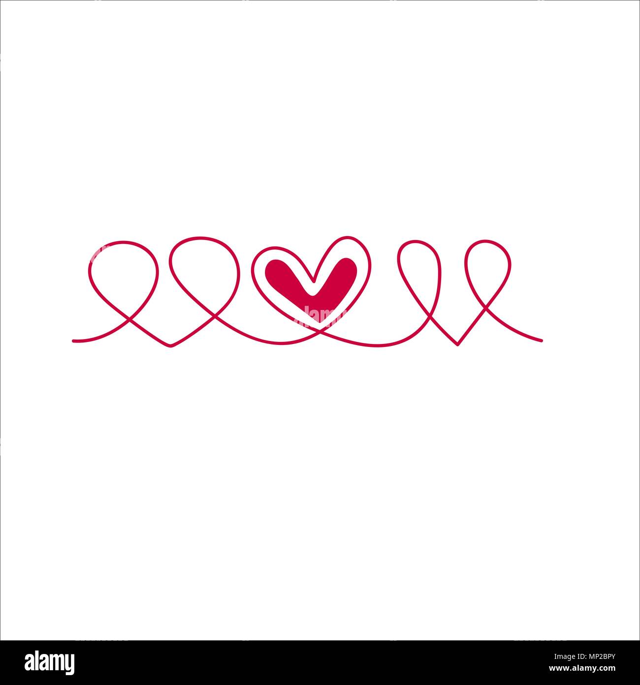 Three red linked hearts Stock Vector Image & Art - Alamy