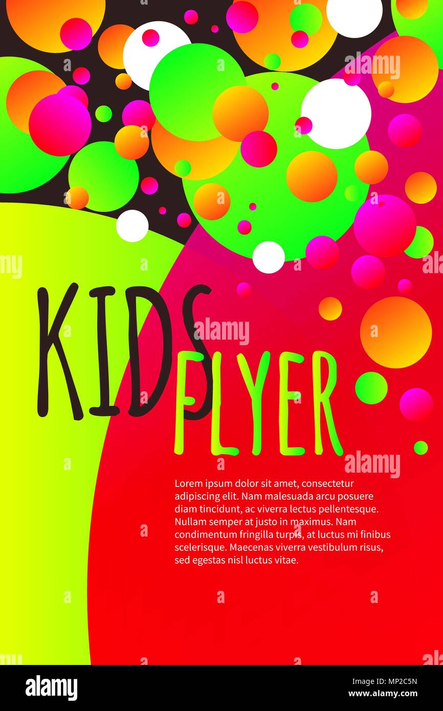 Kids bright flyer with confetti, abstract summer banner, poster ...