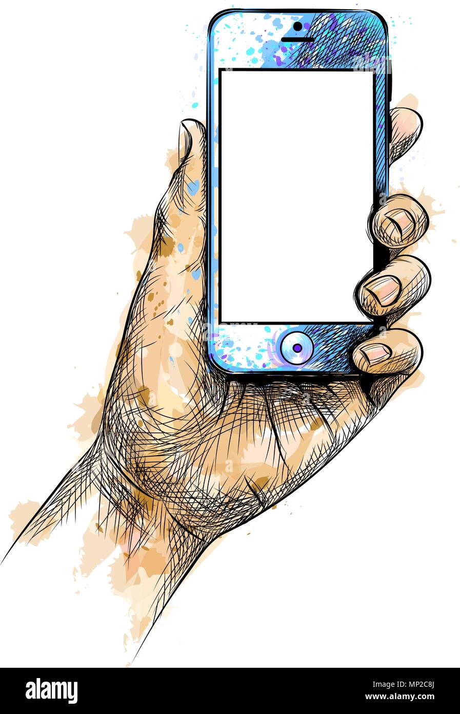 Hand phone white screen Stock Vector Images - Alamy