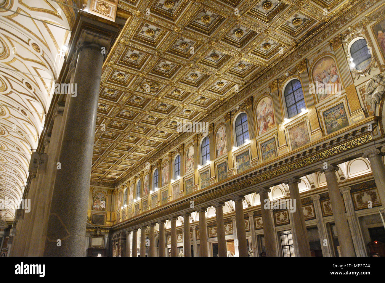 View of the nave of the santa maria maggiore basilica hi-res stock ...