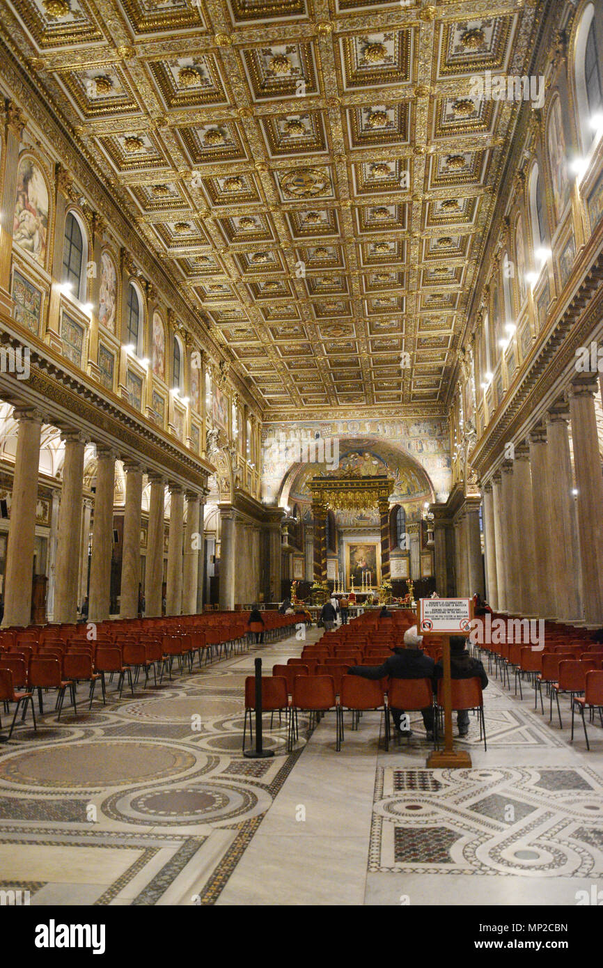View down the nave towards the high altar of the Basilica of Santa ...
