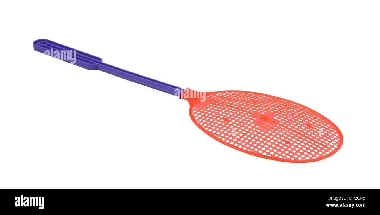 Plastic fly swatter isolated on white background Stock Photo - Alamy