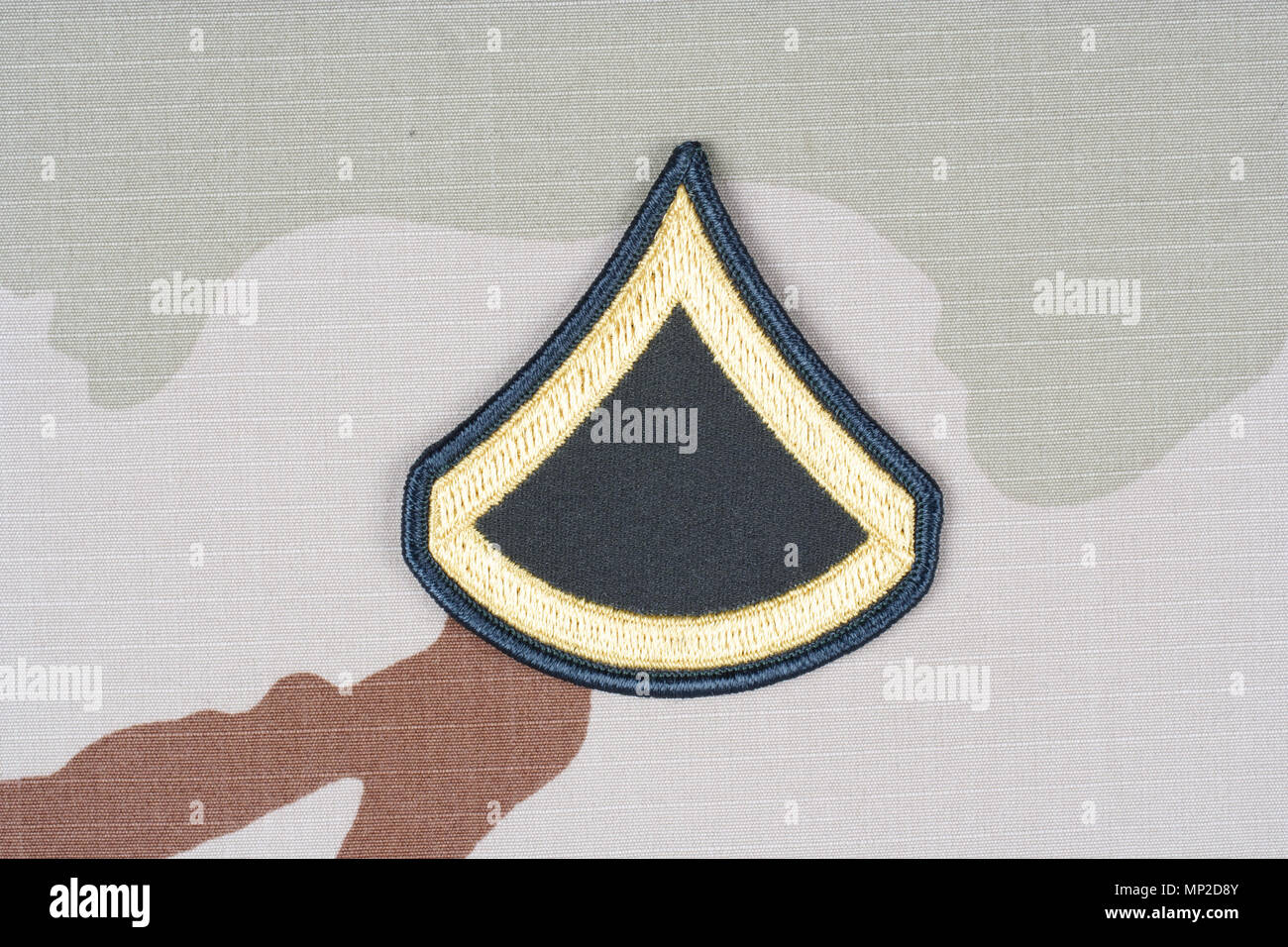 KIEV, UKRAINE - May 18, 2015. US ARMY Private First Class rank patch on ...