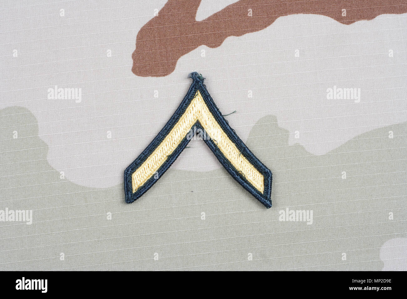KIEV, UKRAINE - May 18, 2015. US ARMY Private rank patch on desert ...
