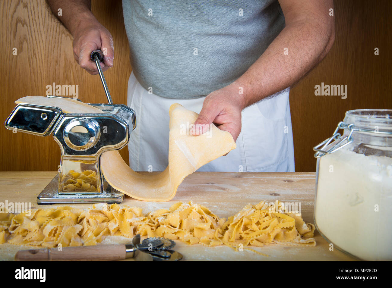 Making fresh egg pasta at home with natural ingredients and a basic ...