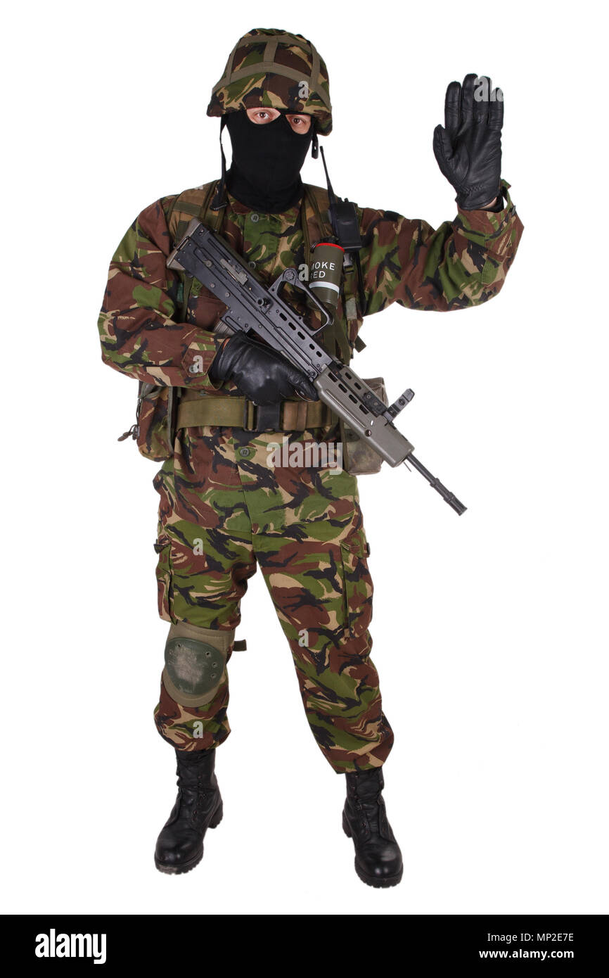 British Army Soldier with assault rifle isolated on white Stock Photo ...