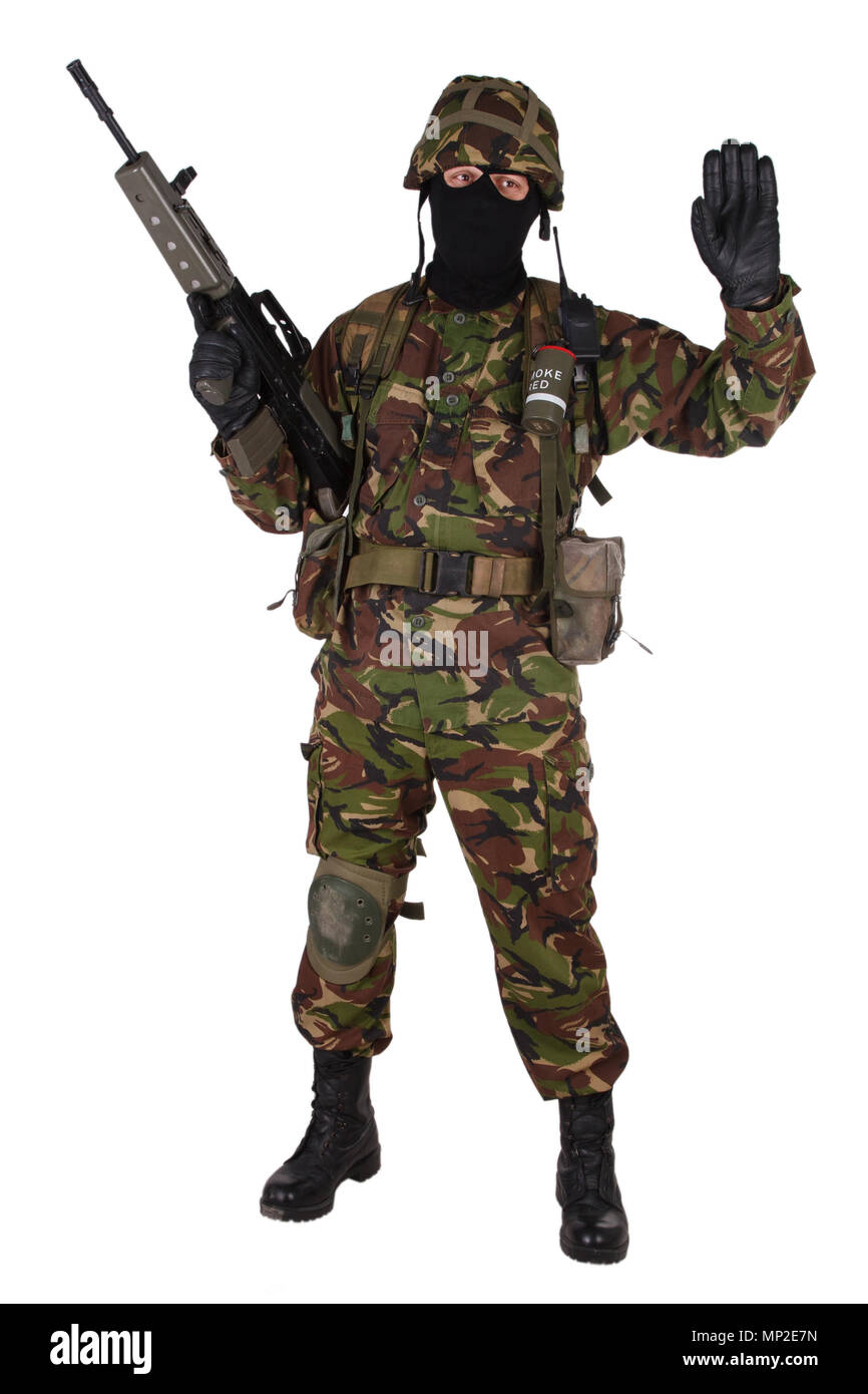 British Army Soldier with assault rifle isolated on white Stock Photo ...