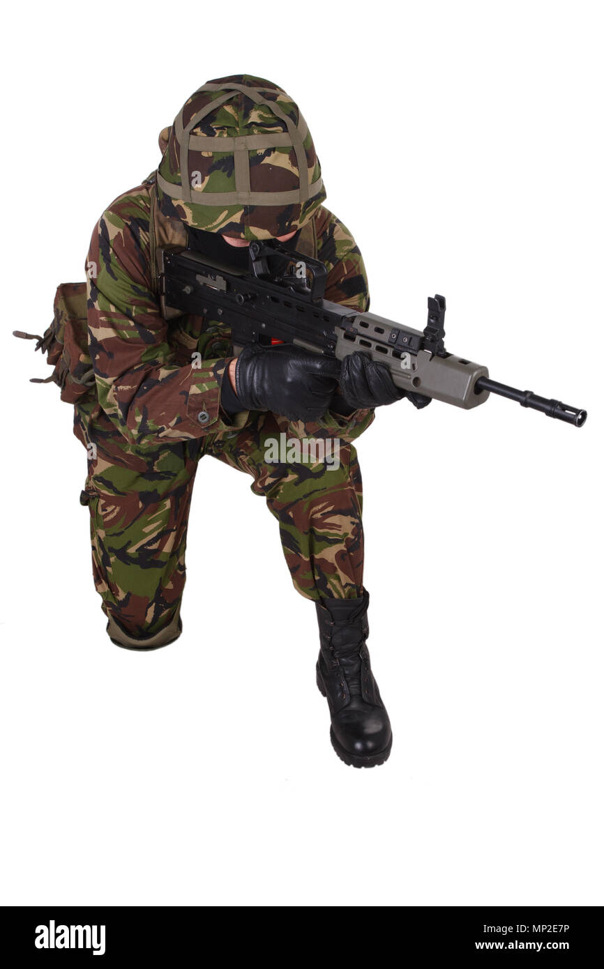 British Army Soldier with assault rifle isolated on white Stock Photo ...
