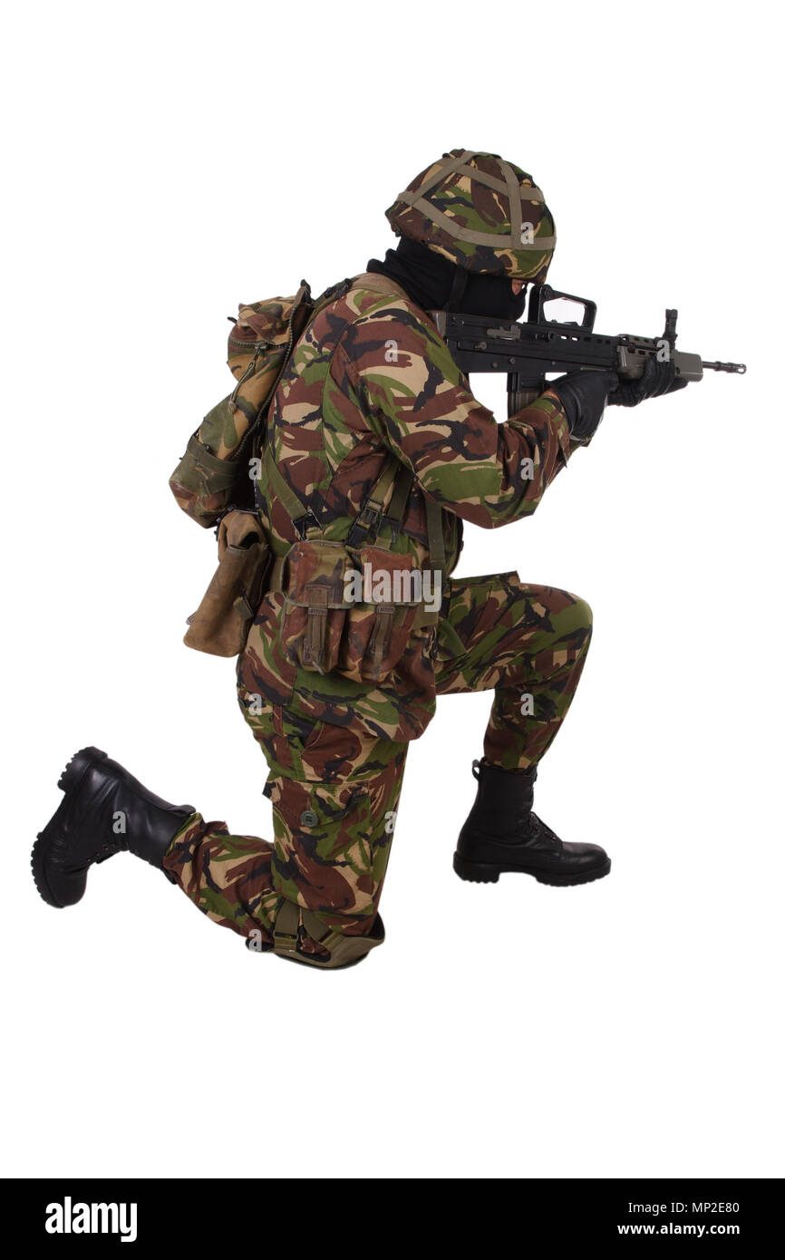 British Army Soldier with assault rifle isolated on white Stock Photo ...
