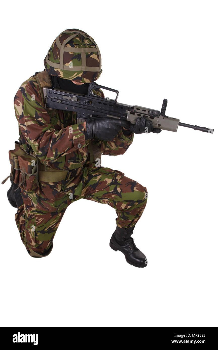 British Army Soldier with assault rifle isolated on white Stock Photo ...