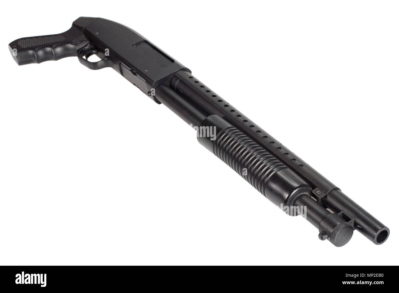 pump action shotgun isolated on white Stock Photo - Alamy