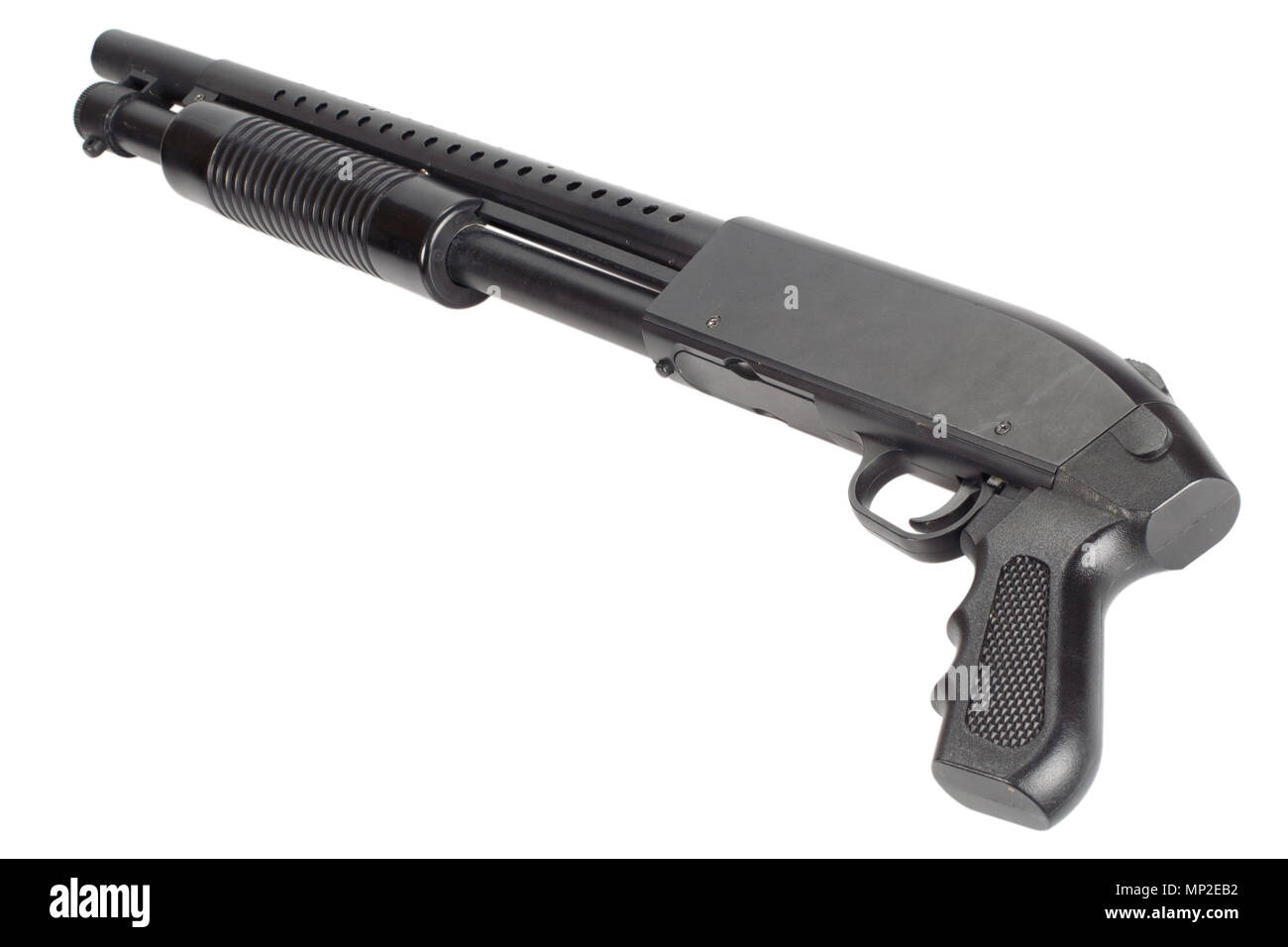 pump action shotgun isolated on white Stock Photo - Alamy