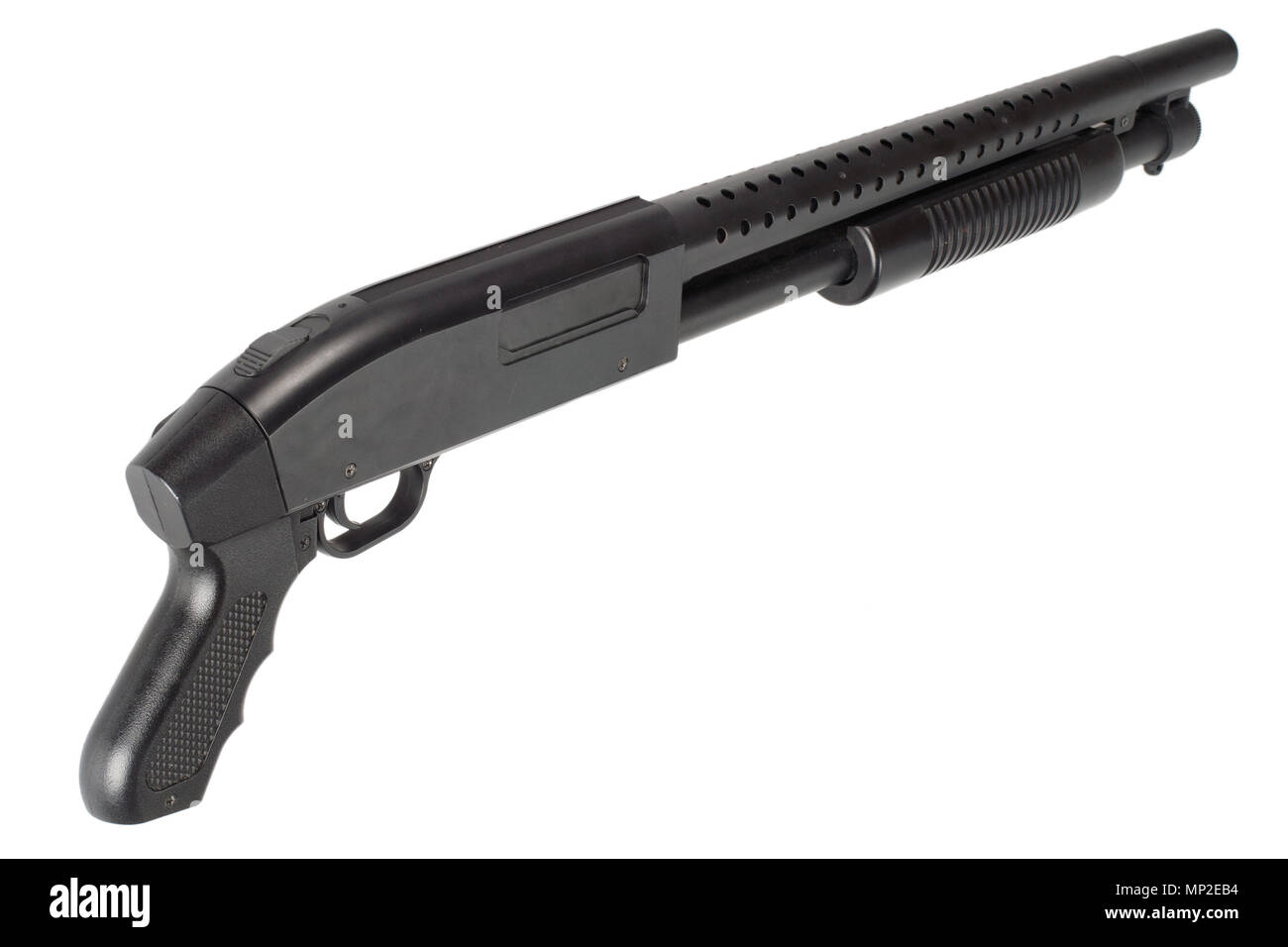 pump action shotgun isolated on white Stock Photo - Alamy