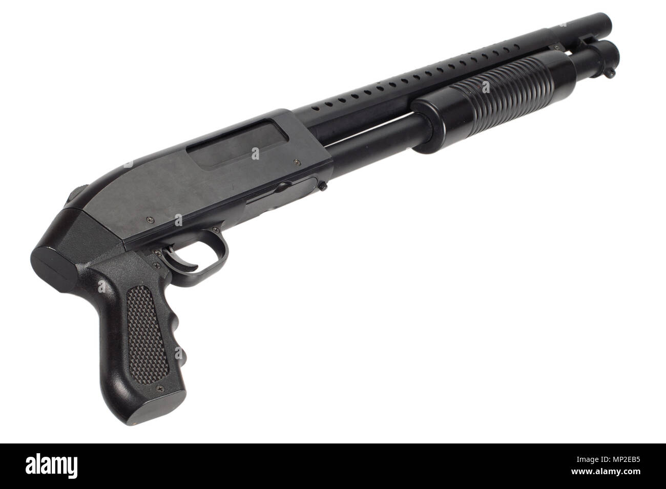 pump action shotgun isolated on white Stock Photo - Alamy