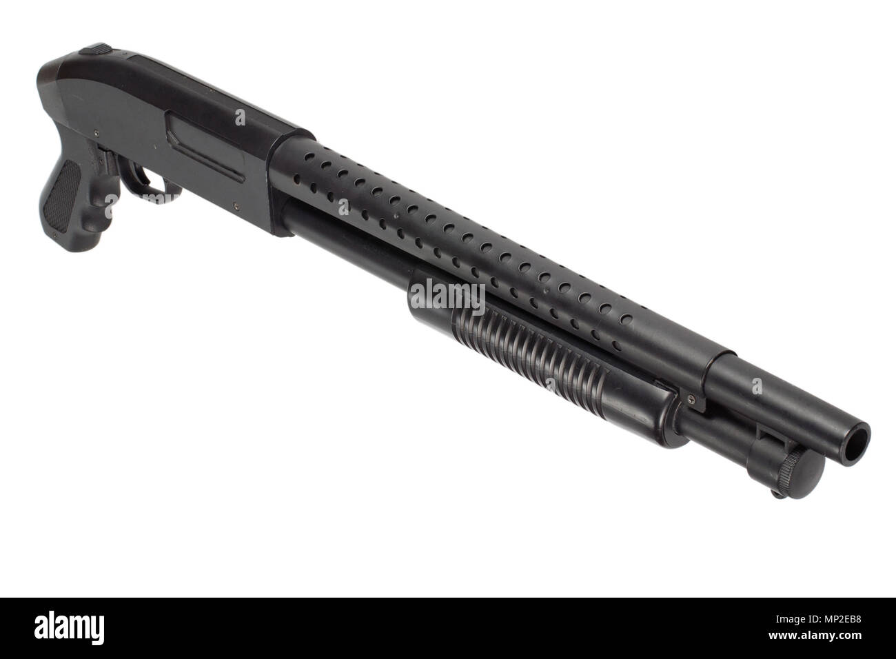 pump action shotgun isolated on white Stock Photo - Alamy