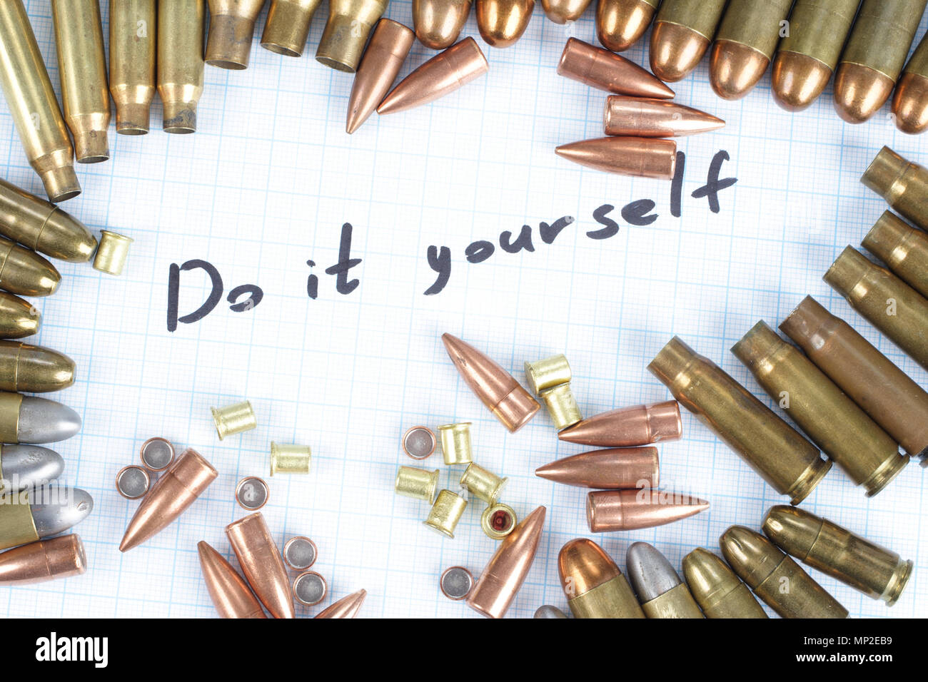 Do It Youself - Reloading cartridges background Stock Photo - Alamy