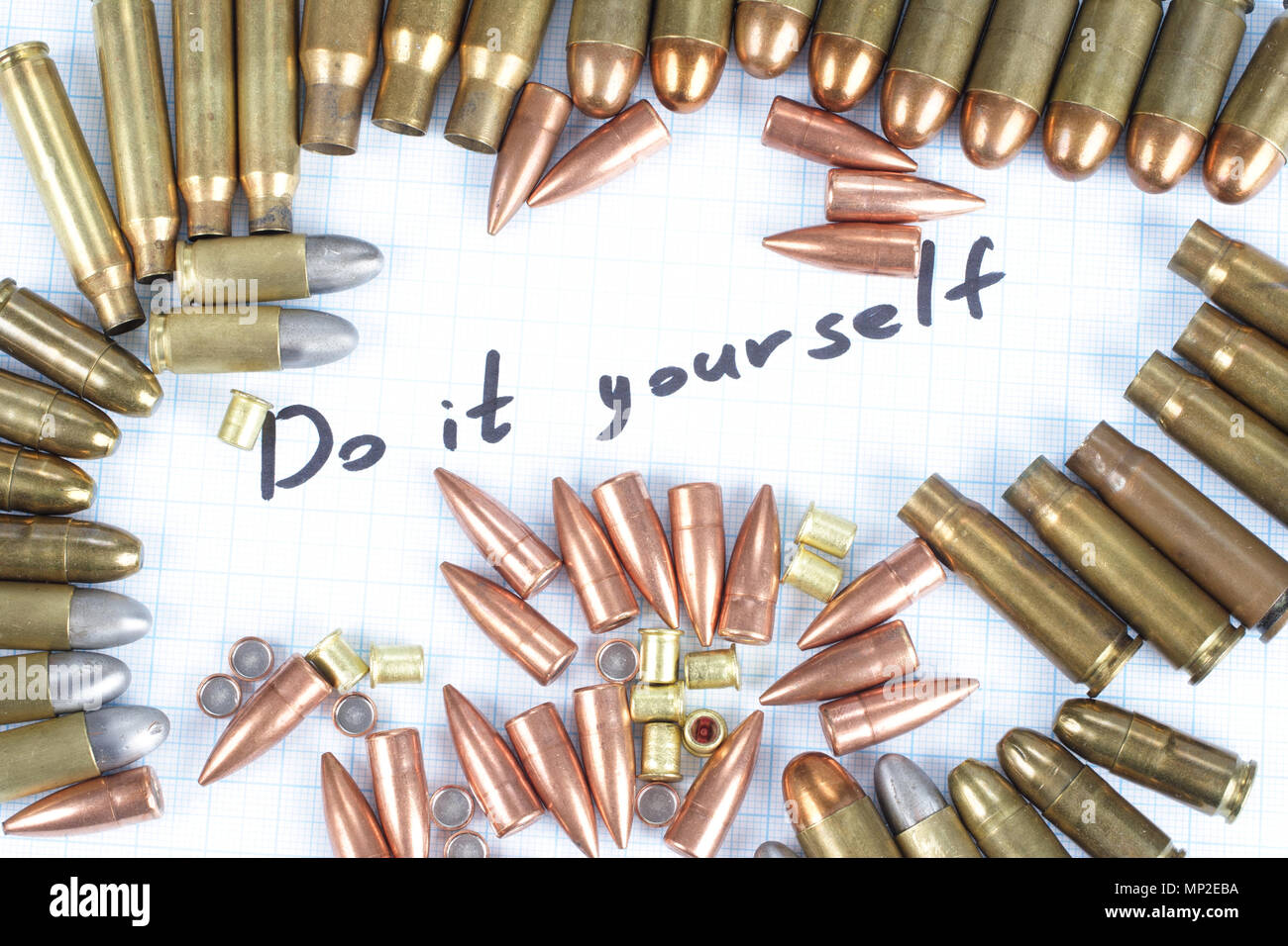 Do It Youself - Reloading cartridges background Stock Photo - Alamy