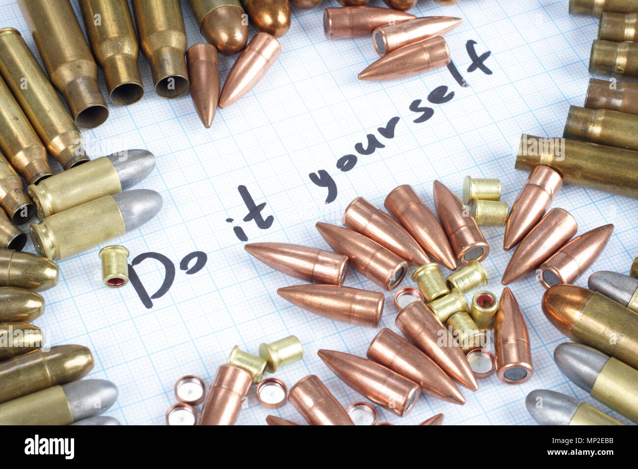 Do It Youself - Reloading cartridges background Stock Photo - Alamy