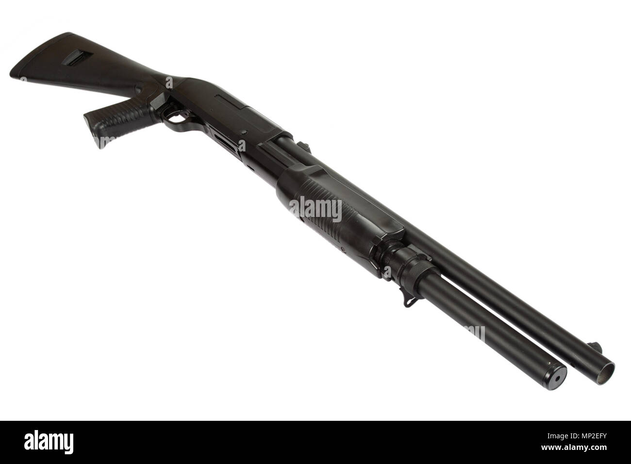 semi-automatic pump action shotgun isolated on white Stock Photo - Alamy