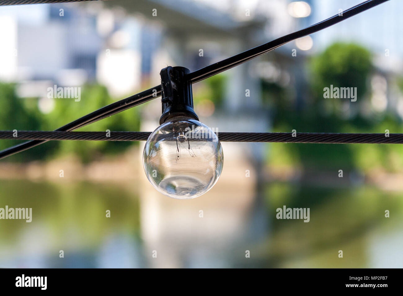 string lights on the riverfront Stock Photo - Alamy