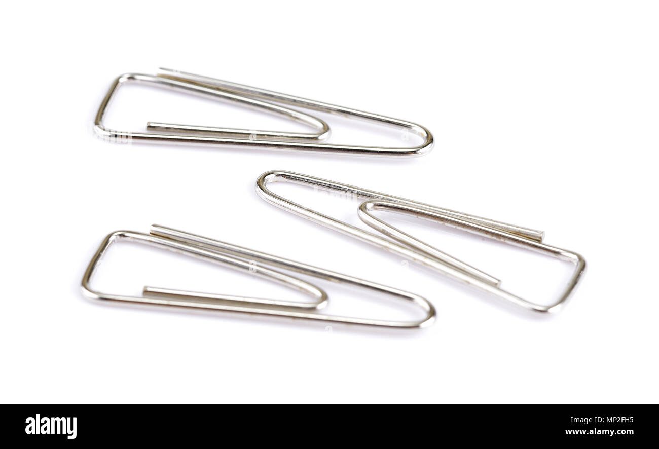Image of silver paper clip isolated on white background Stock Photo - Alamy