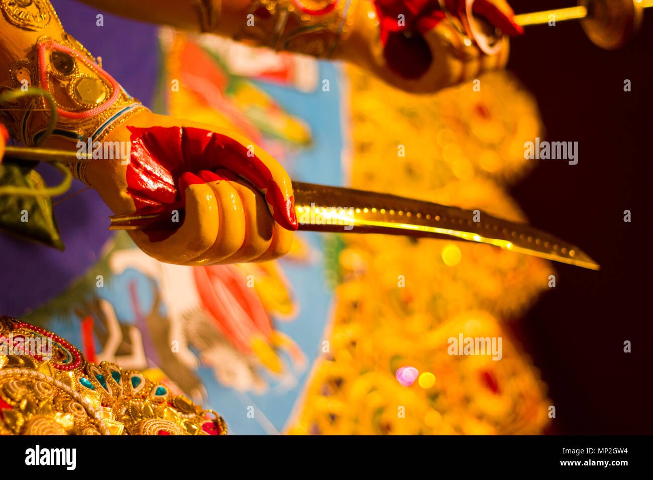 sword on the hand of godess durga. hindu mythology idol worship Stock ...