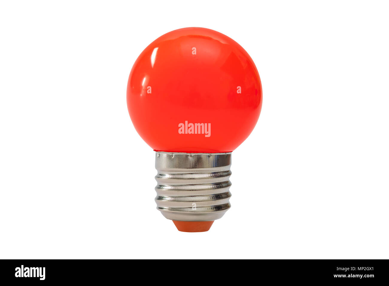 Red light bulb isolated on white background Stock Photo - Alamy