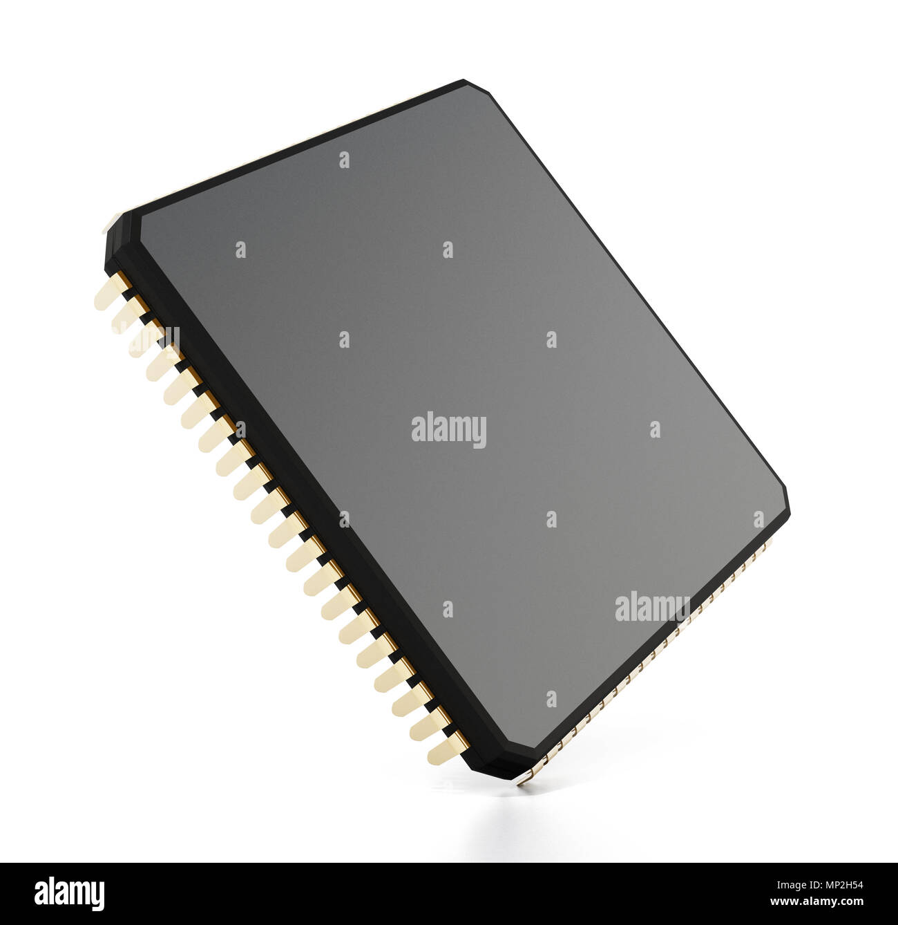 Black computer microchip isolated on white background. 3D illustration ...