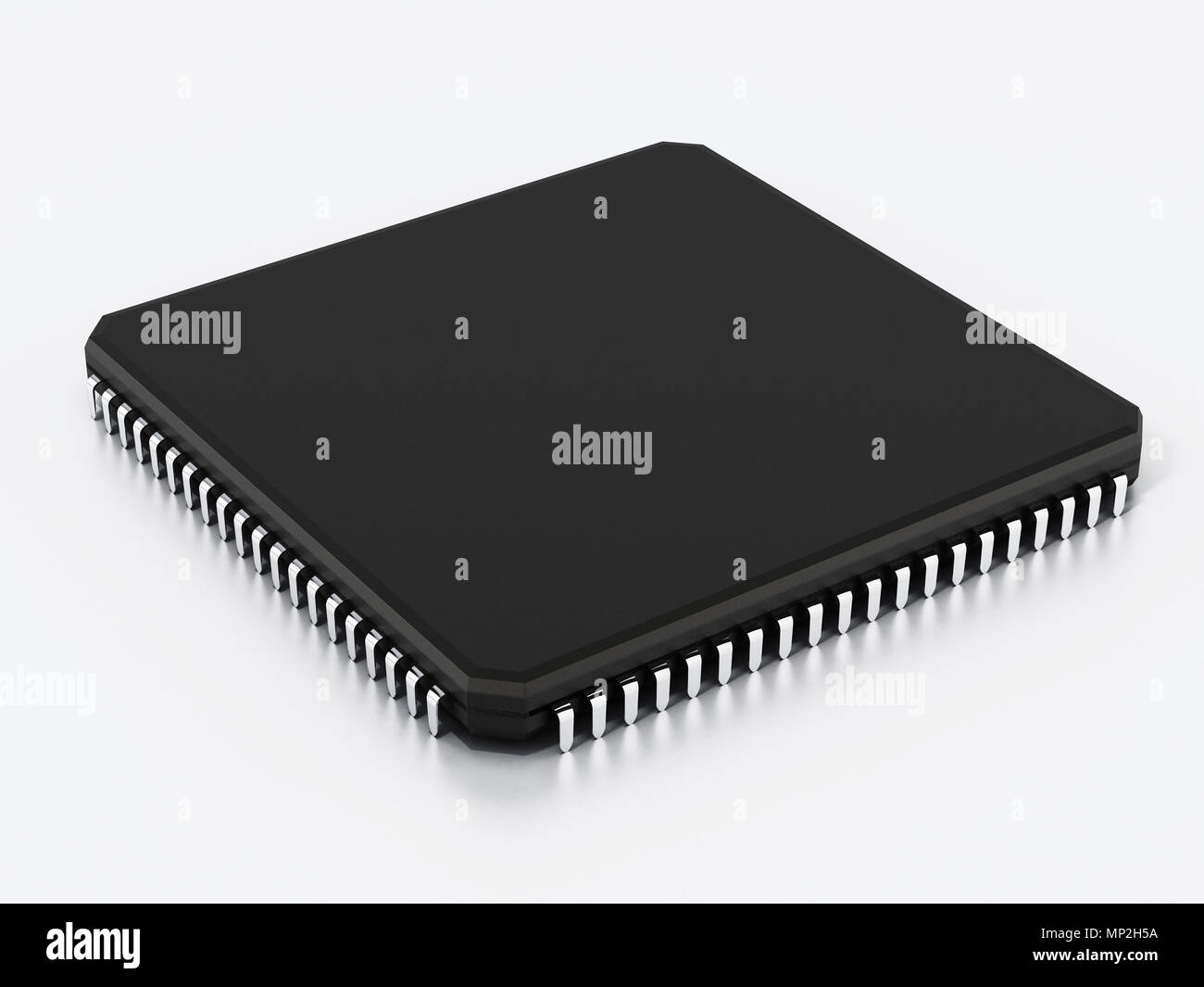 Black computer microchip isolated on white background. 3D illustration ...